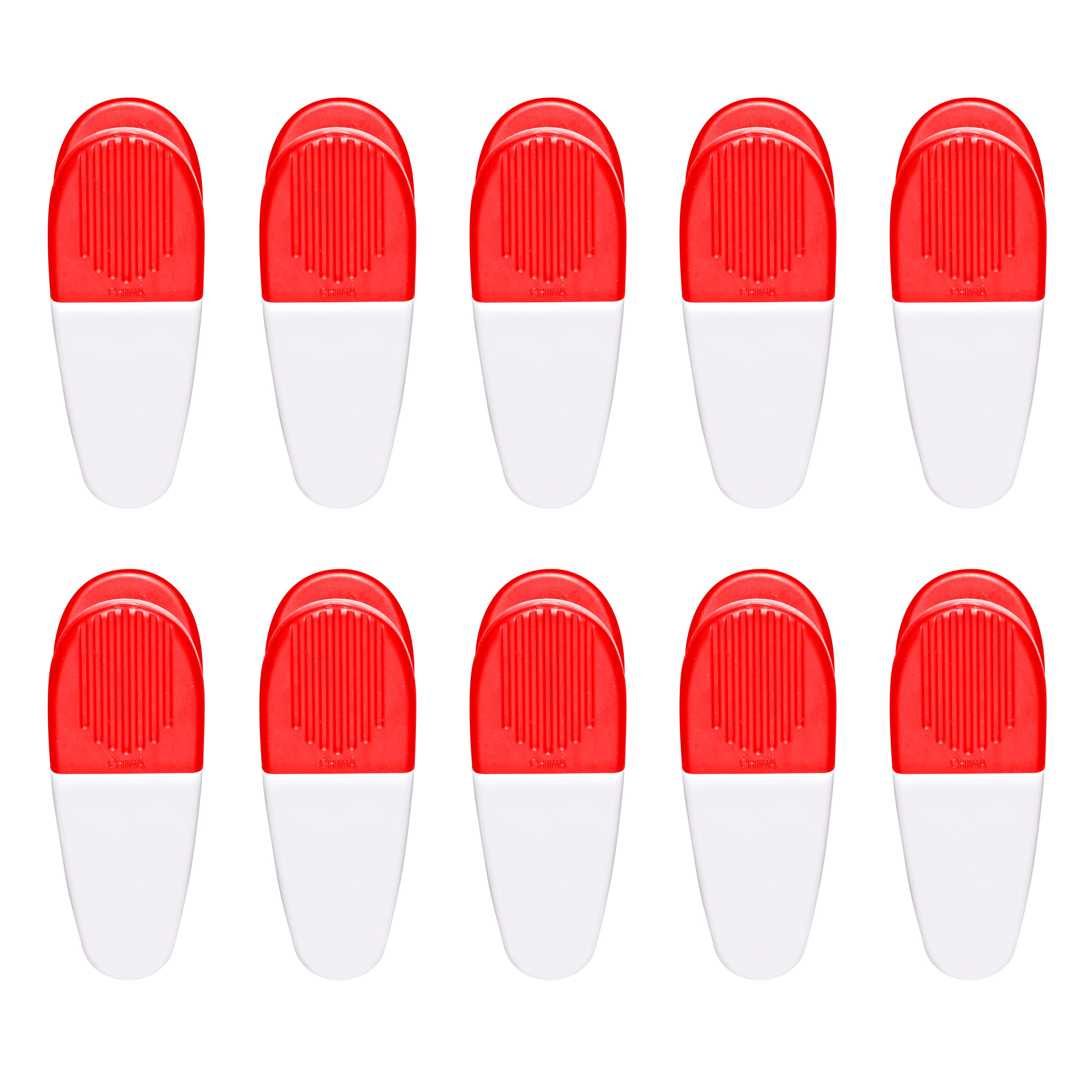 10 Magnetic Memo Holders Set - Large Clip, Plastic - White Red ...