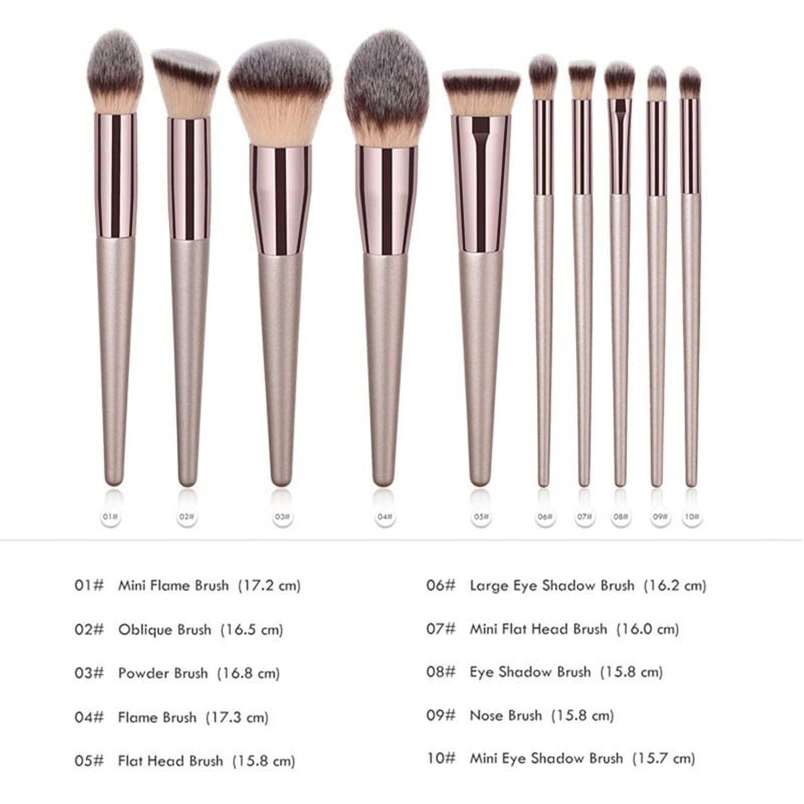 10 Makeup Brushes, , Champagne Gold Foundation Brushes, Eye Shadow ...