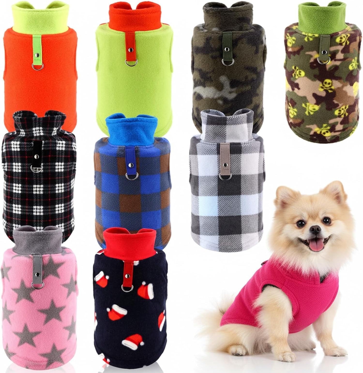 10 Medium Sweaters Fleece Pet Clothes with Leash Ring Soft Warm Winter ...