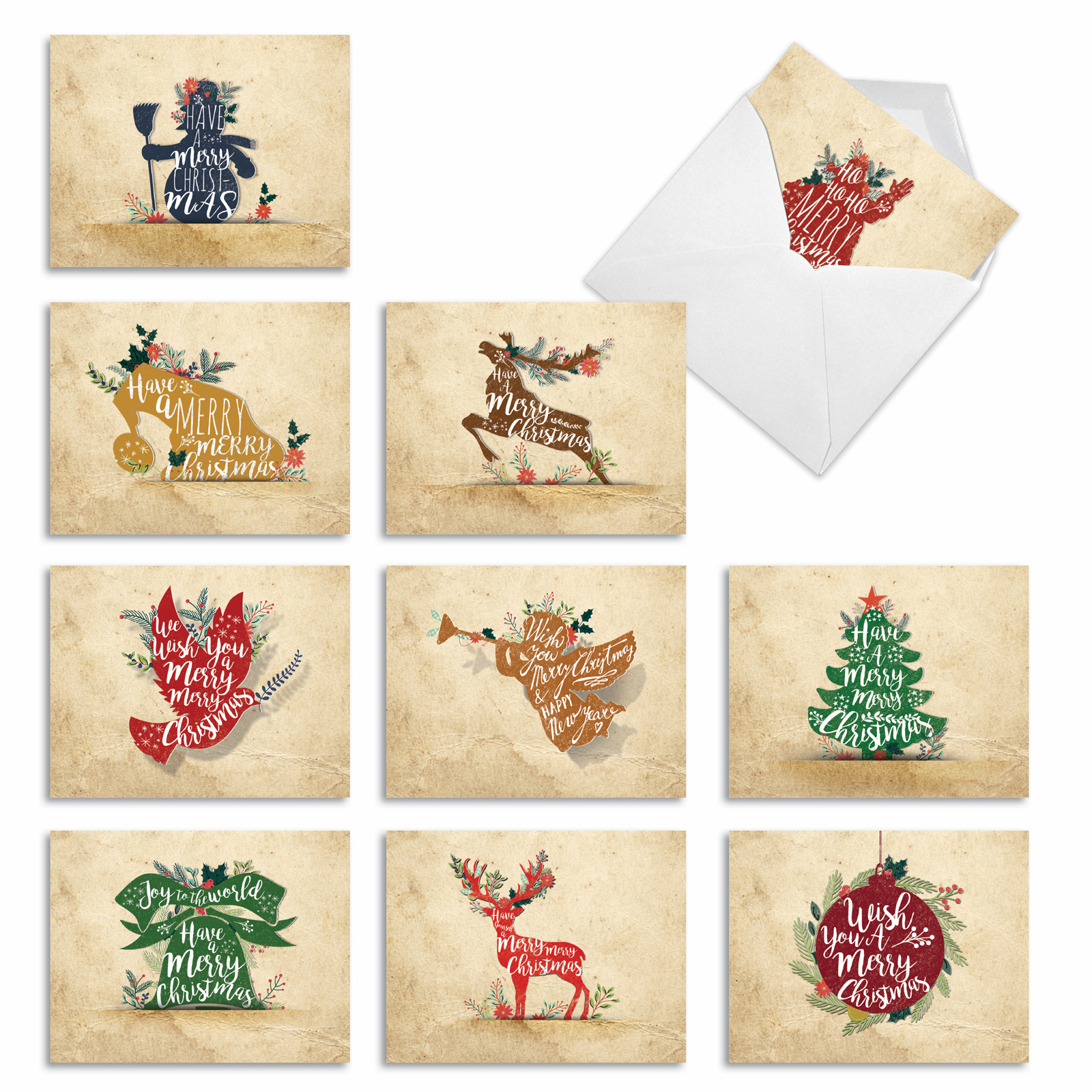10 Merry Christmas Note Cards Pack (4 x 5.12 Inch) - HOLIDAY KNOCKOUT ...