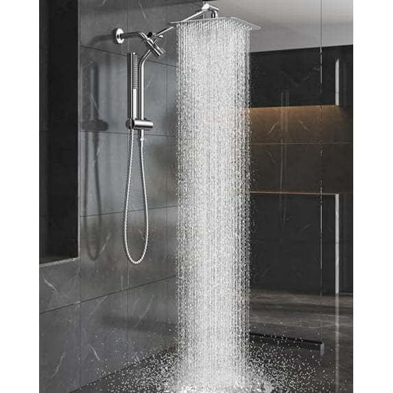 10'' All Metal Rain Shower Head with Handheld Spray Combo, Hand Held ...