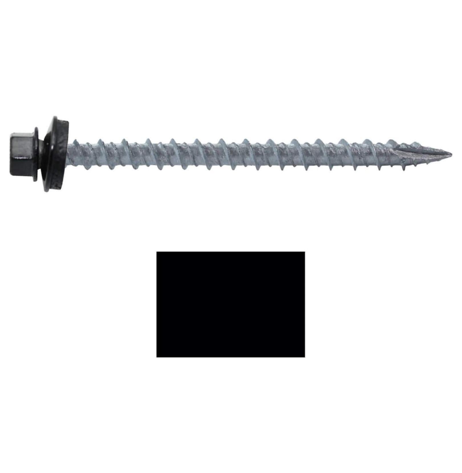 #10 Metal Roofing Screws: (1000) Screws x 2-1/2" Black Hex Washer Head ...
