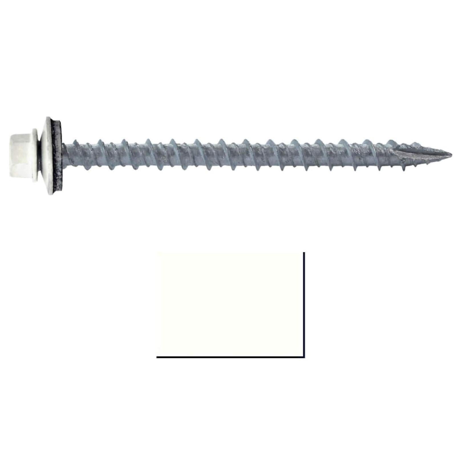 #10 Metal Roofing Screws: (1000) Screws x 2-1/2" Bone White Hex Washer ...