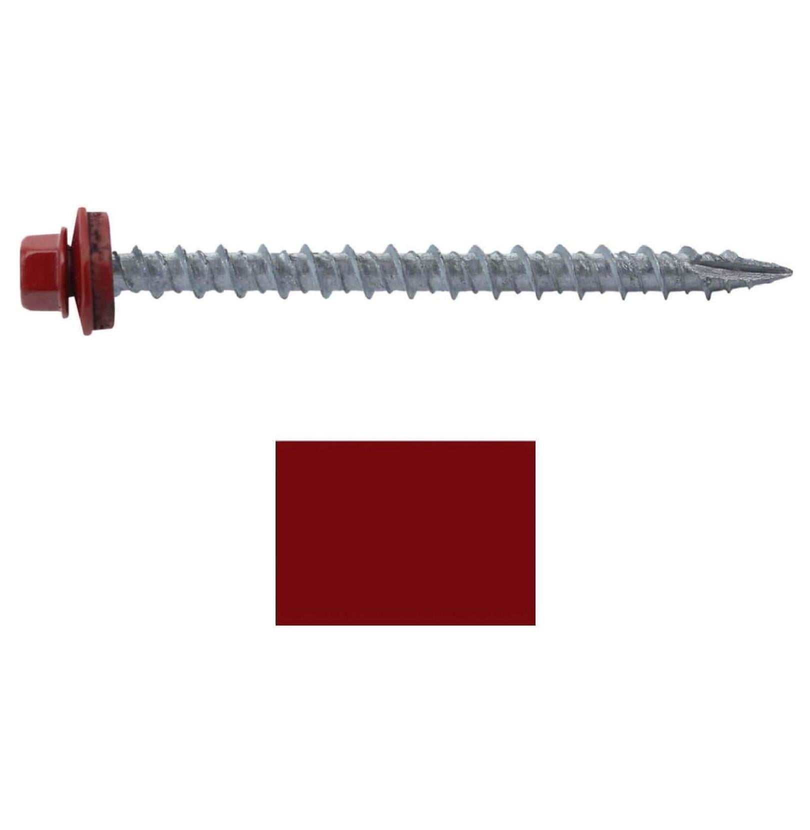 #10 Metal Roofing Screws: (1000) Screws x 2-1/2" Dark RED Hex Washer ...