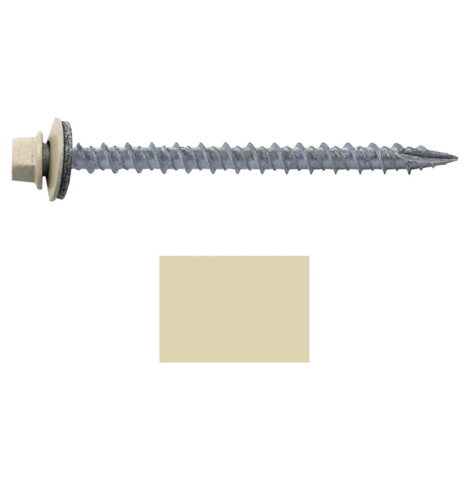 #10 Metal Roofing Screws: (1000) Screws x 2-1/2" Ivory Hex Washer Head ...