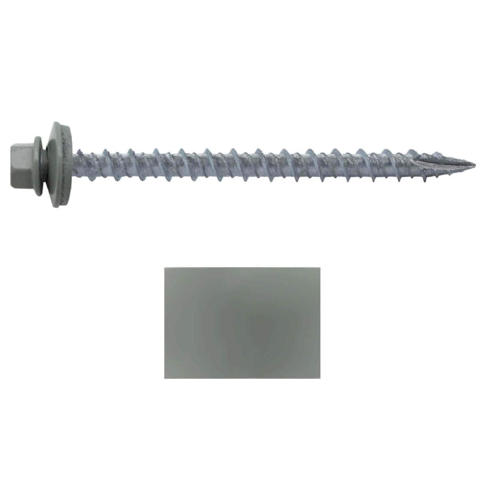 #10 Metal Roofing Screws: (1000) Screws x 2-1/2" Light Gray Hex Washer ...