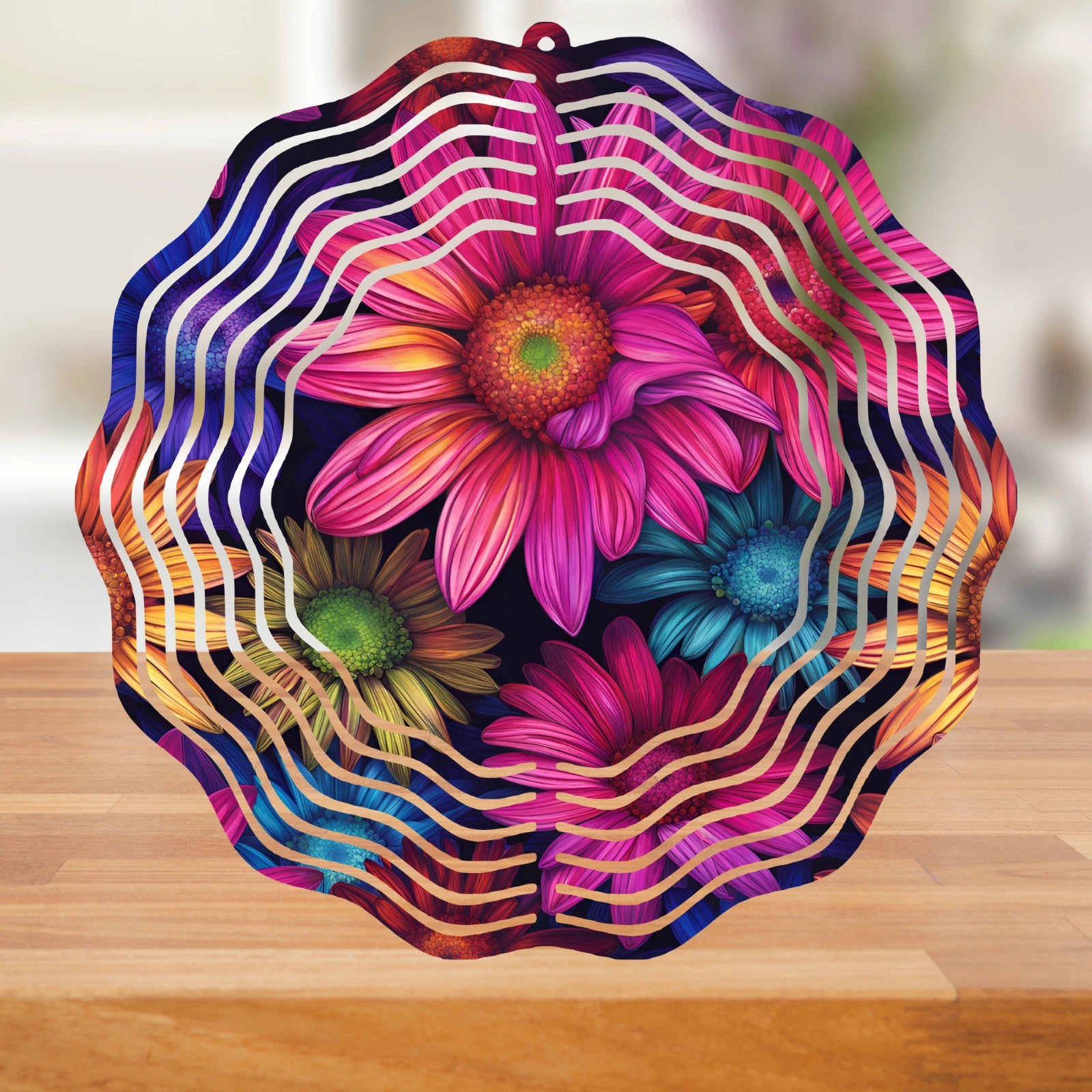 10" Metal Wind Spinner Daisy Colorful Spring Outdoor Garden Kinetic ...