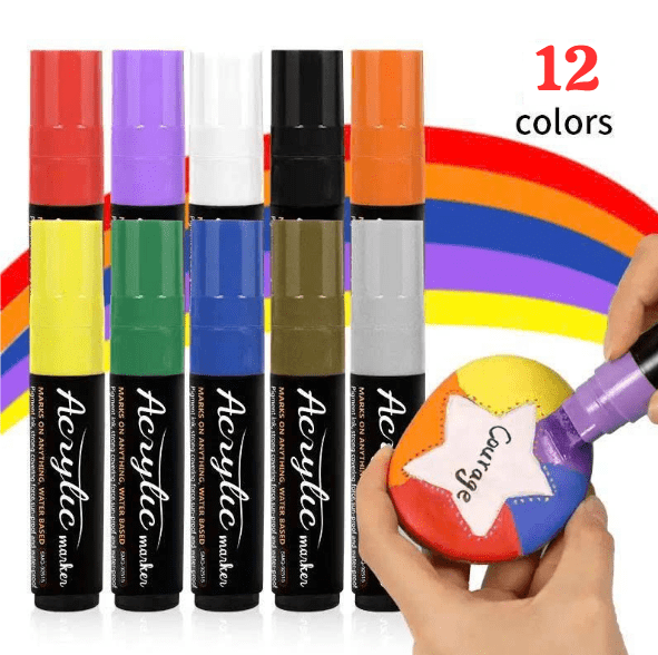12 Metallic and Neon Colors Poster Board Markers Jumbo - 10mm Jumbo ...