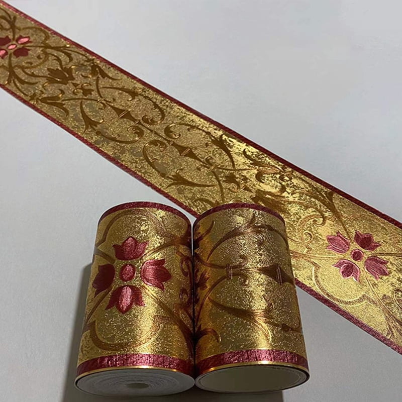10 Meter Gold Luxurious PVC 3D Waterproof Tile Decals Waist Line ...