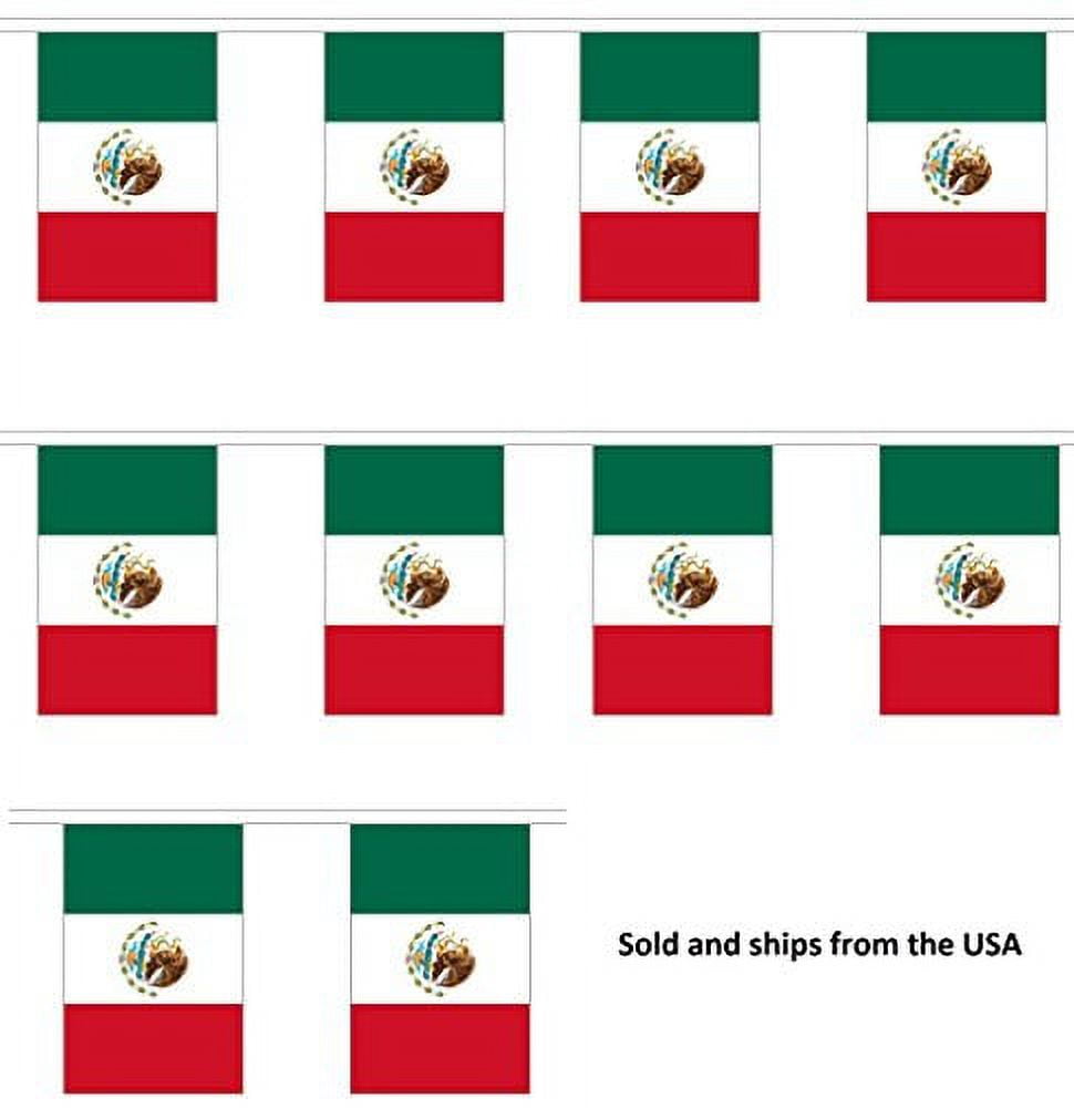 10' Mexico String Flag Party Bunting Has 10 Mexican 6"x9" Polyester ...