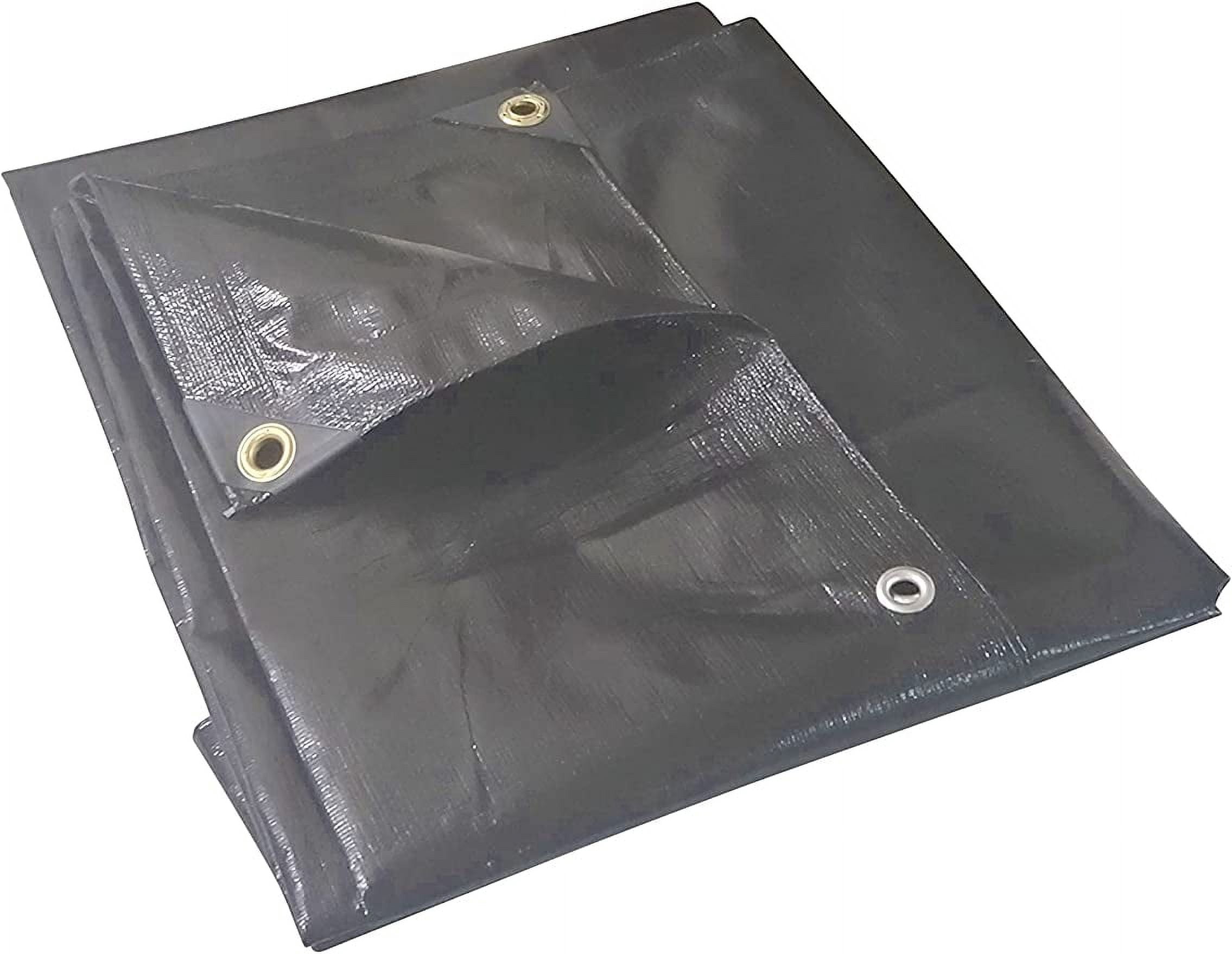 10 Mil Waterproof Black Tarp H.D. Reinforced Corners (Industrial ...
