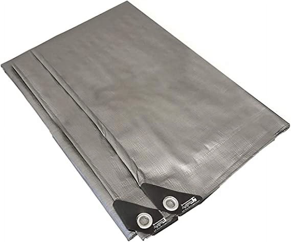 10 Mil Waterproof Grey Tarp H.D. Reinforced Corners Industrial Grade ...