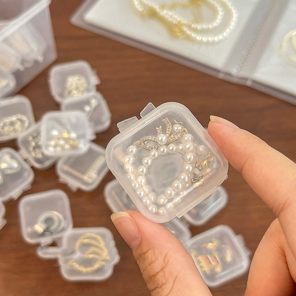 10 Mini Clear Plastic Jewelry Storage Boxes for Pearl Bracelets Small ...