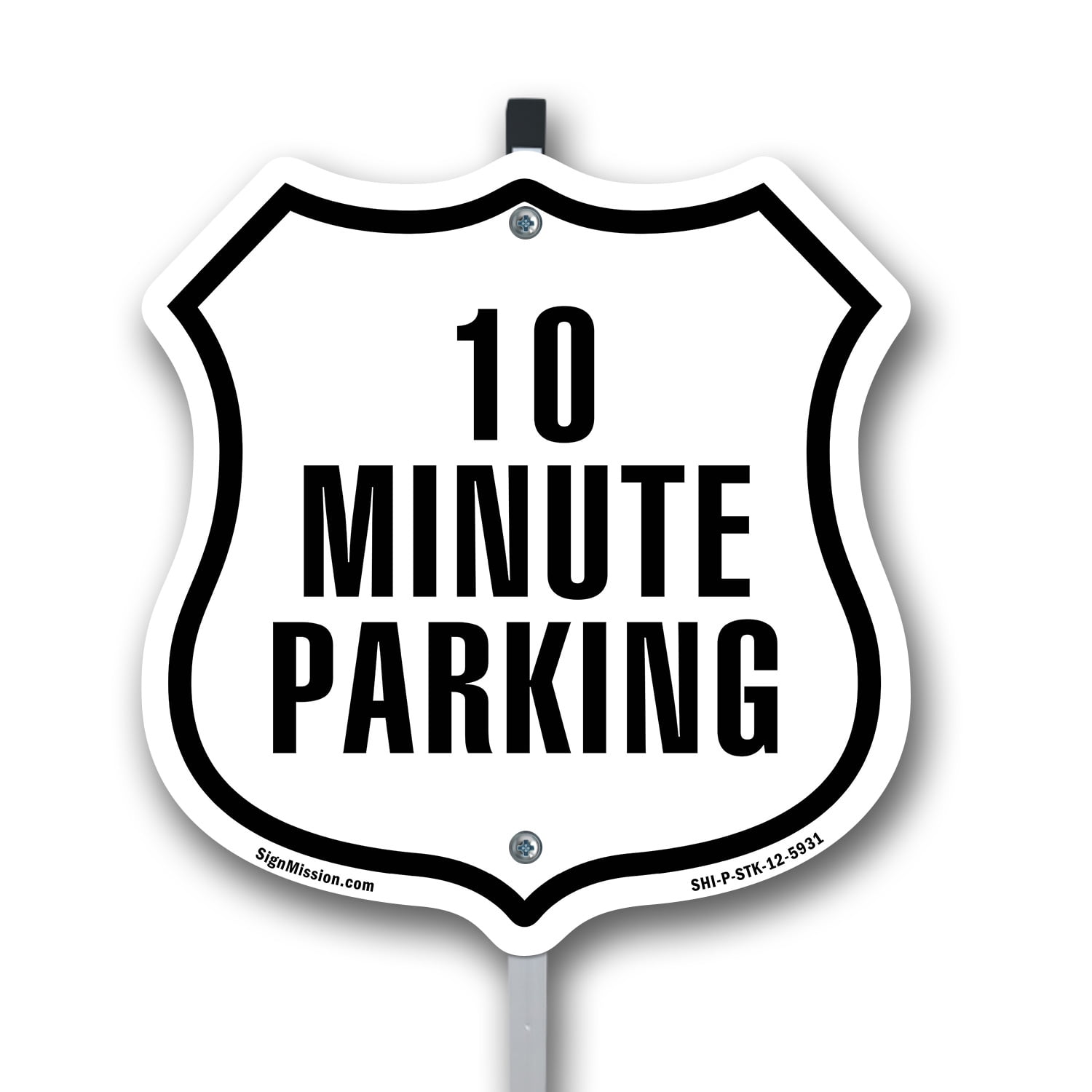 10 Minute Parking 12 inch X 12 inch Shield Shaped Commercial Grade ...
