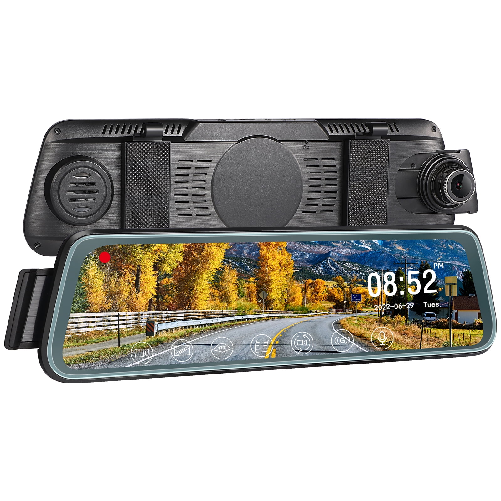 10'' Mirror Dash Cam Rear View Mirror Camera Front and Rear 1080P ...
