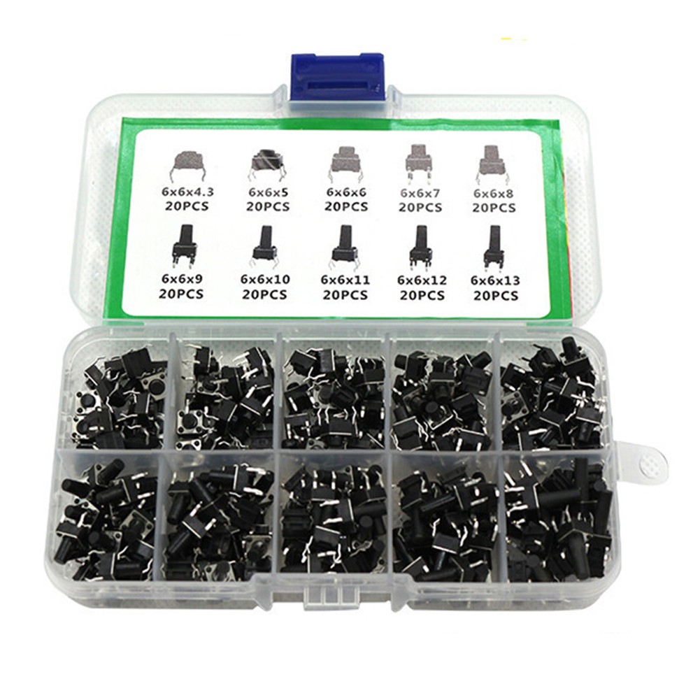 10 Models 6*6 Tact Switch Tactile Push Button Switch Kit Height: 4.3 5 ...