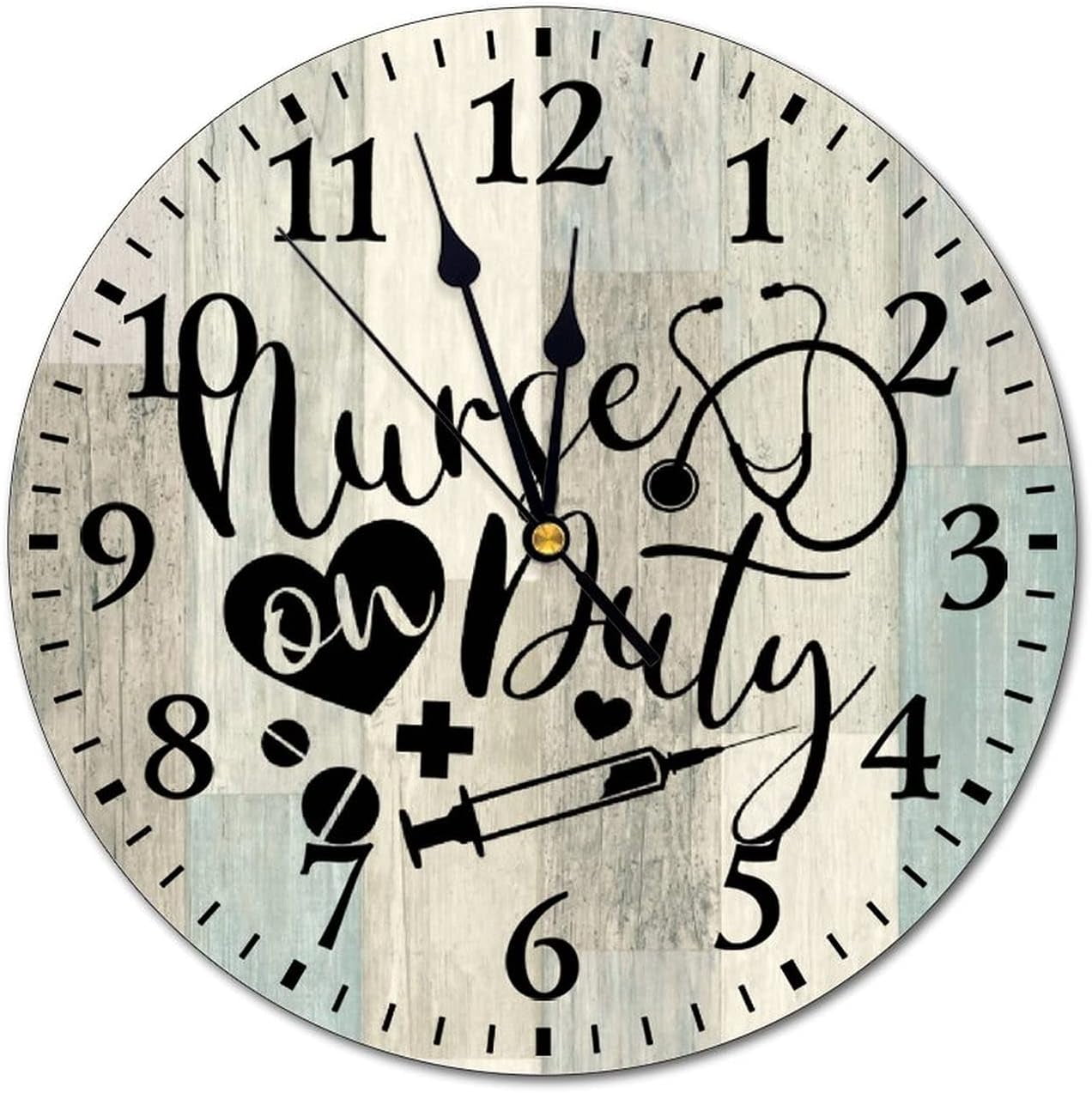 10'' Modern Wall Clock, Silent Non-Ticking Battery Operated Clocks, Nurse on Duty, Nurse, Nurse ...