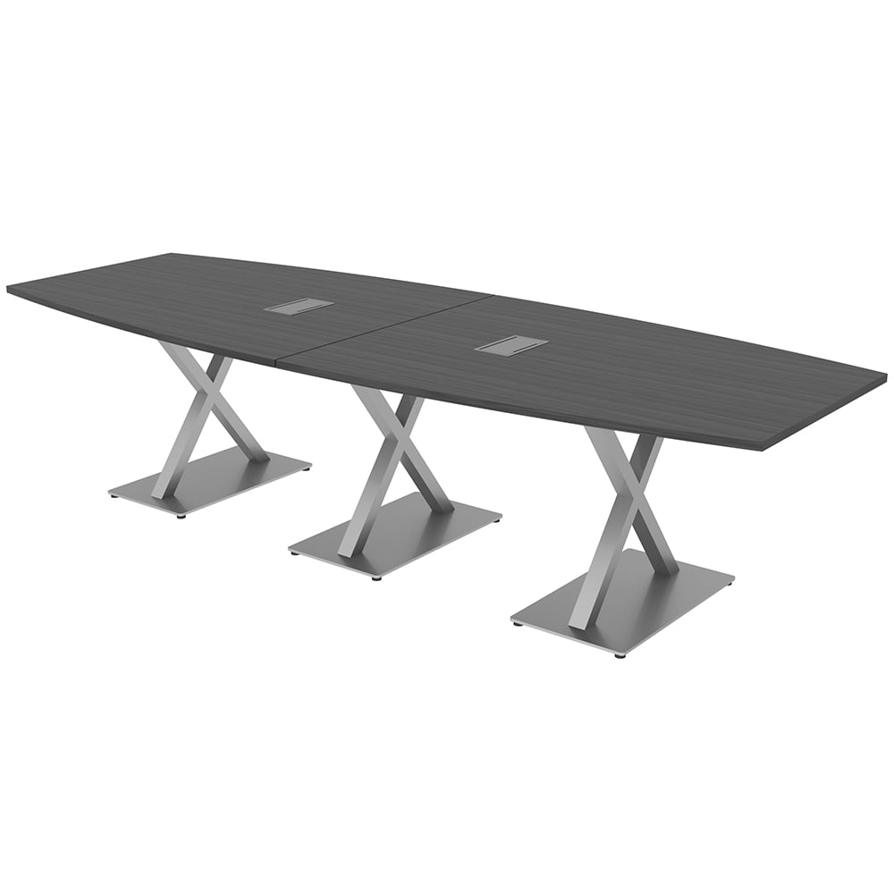 10' Modular Boat Shaped Conference Table With X Bases Power And Data ...