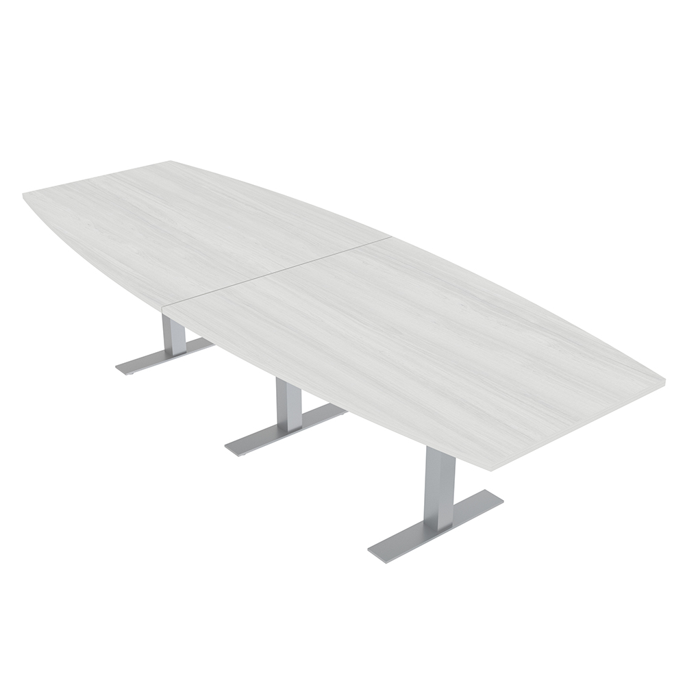 10' Modular Boat Shaped Powered Conference Table With Metal T-Bases ...