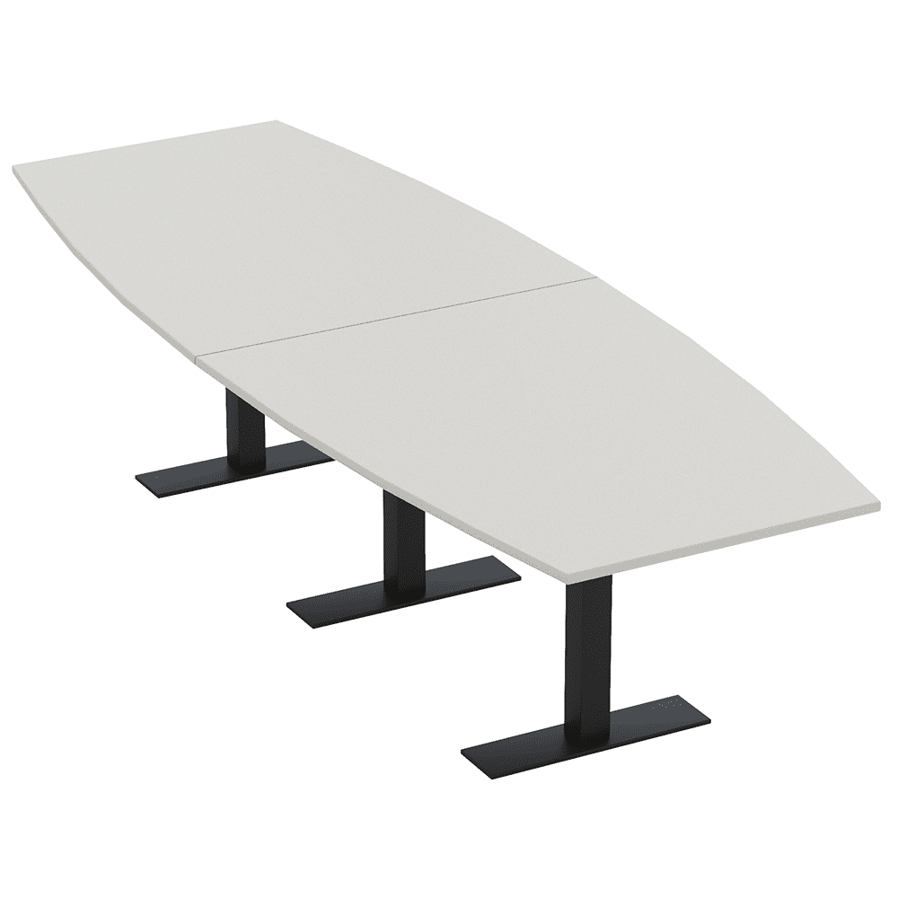 10' Modular Boat Shaped Powered Conference Table With Metal T-Bases ...