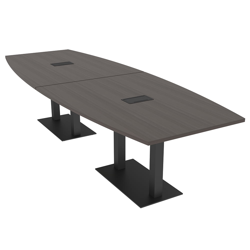 10' Modular Boat Shaped Powered Conference Table With Metal T-Bases ...