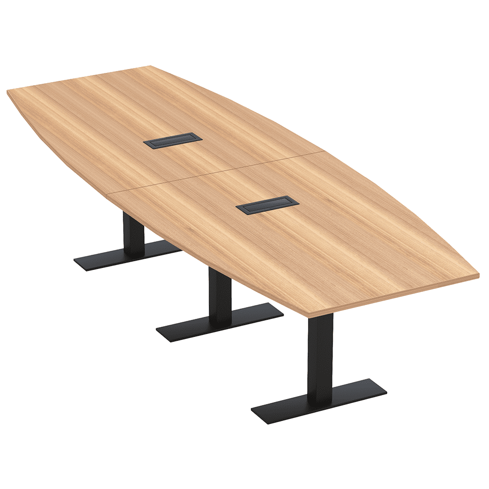 10' Modular Boat Shaped Powered Conference Table With Metal T-Bases ...