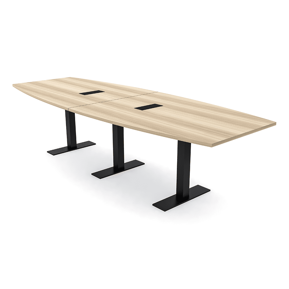 10' Modular Boat Shaped Powered Conference Table With Metal T-Bases ...