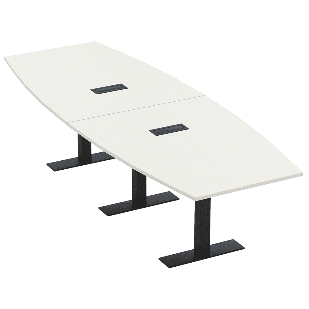 10' Modular Boat Shaped Powered Conference Table With Metal T-Bases ...