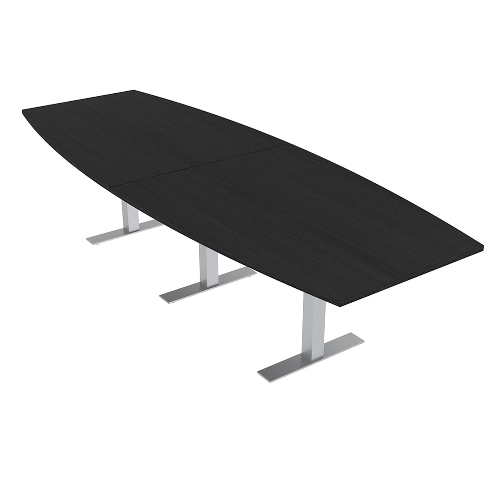 10' Modular Boat Shaped Powered Conference Table With Metal T-Bases ...