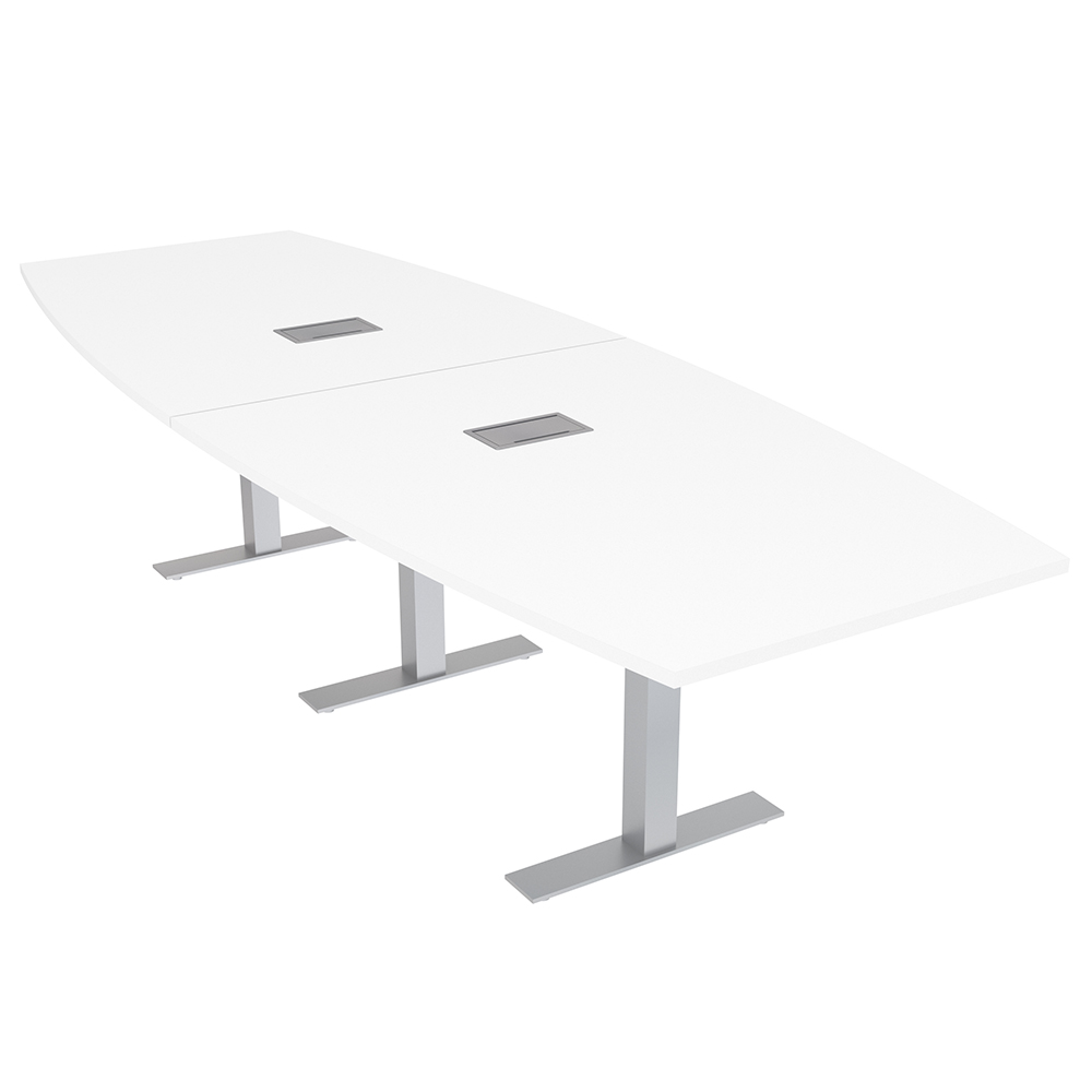 10' Modular Boat Shaped Powered Conference Table With Metal T-Bases ...