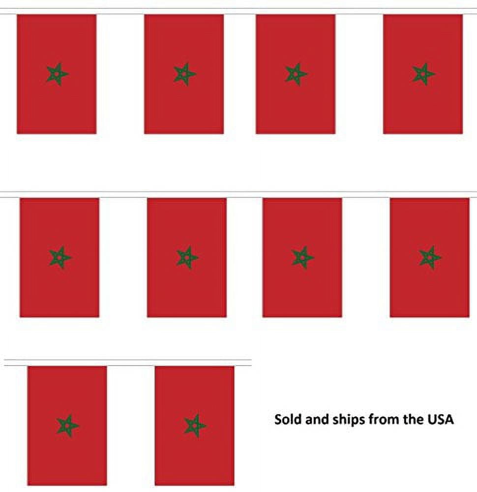 10' Morocco String Flag Party Bunting Has 10 Moroccan 6"x9" Polyester ...