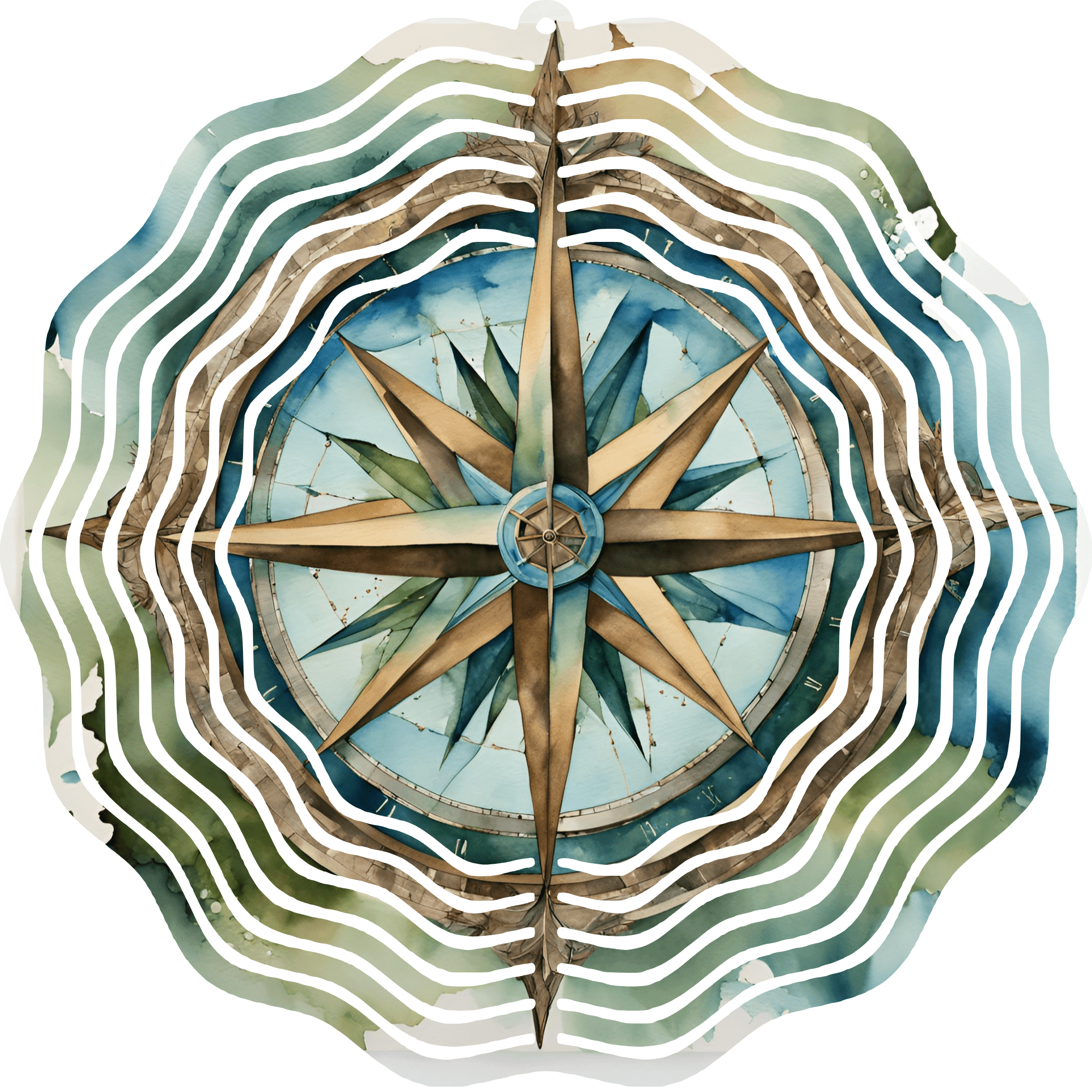 10" Multicolor Metal Nautical Compass Wind Spinner - Walmart.com