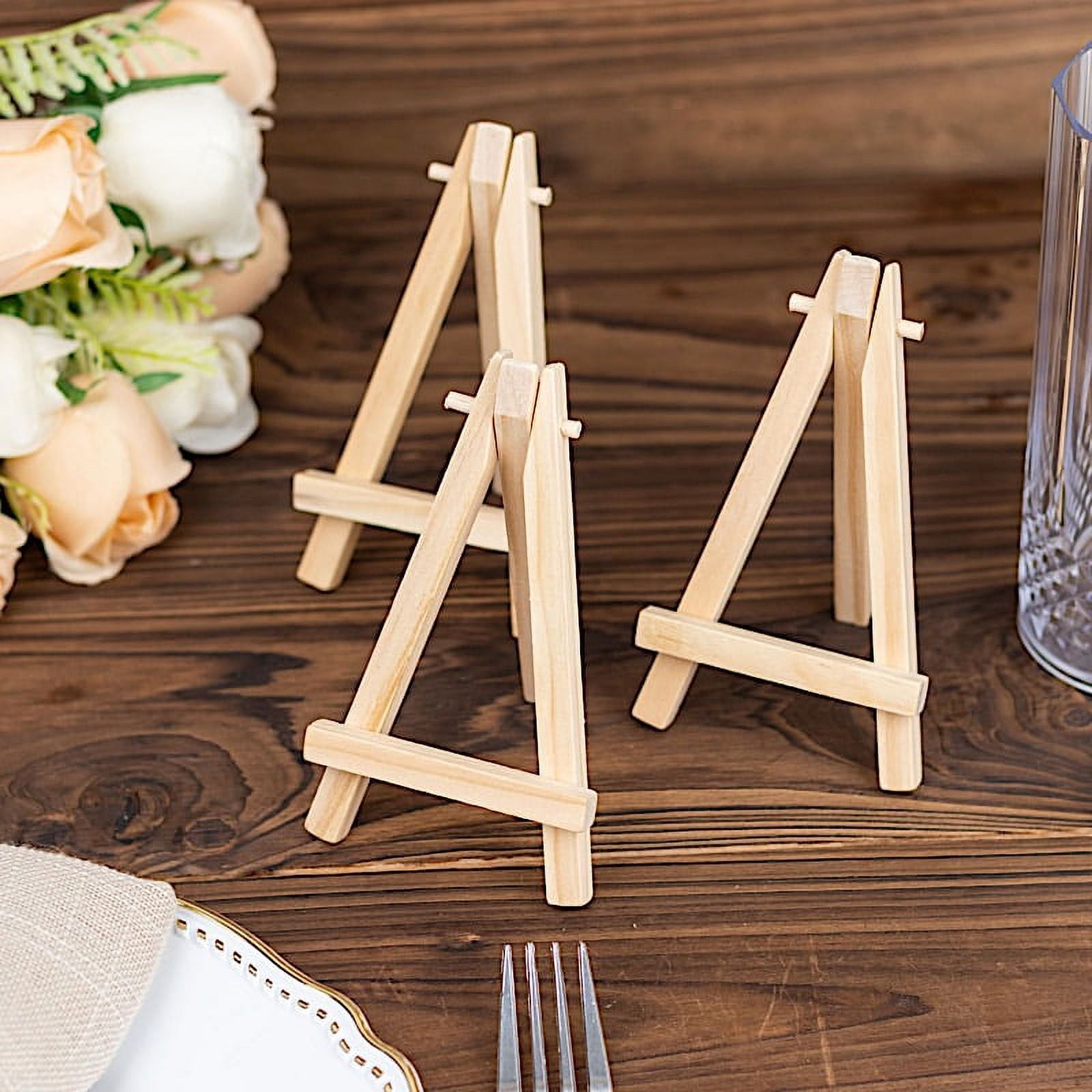 10 Natural Wood Mini Easel Table Number Sign Holders Place Card Stands ...