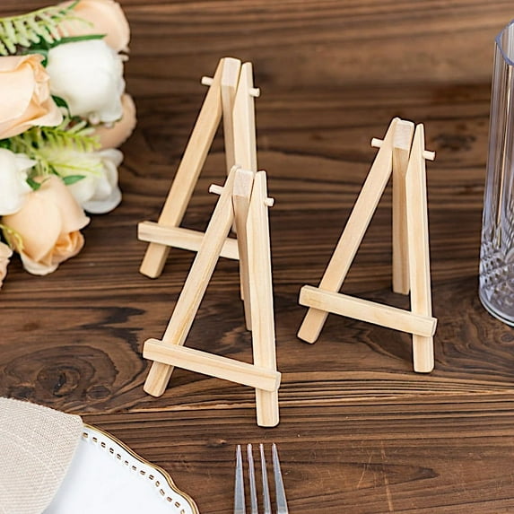 10 Natural Wood Mini Easel Table Number Sign Holders Place Card Stands ...