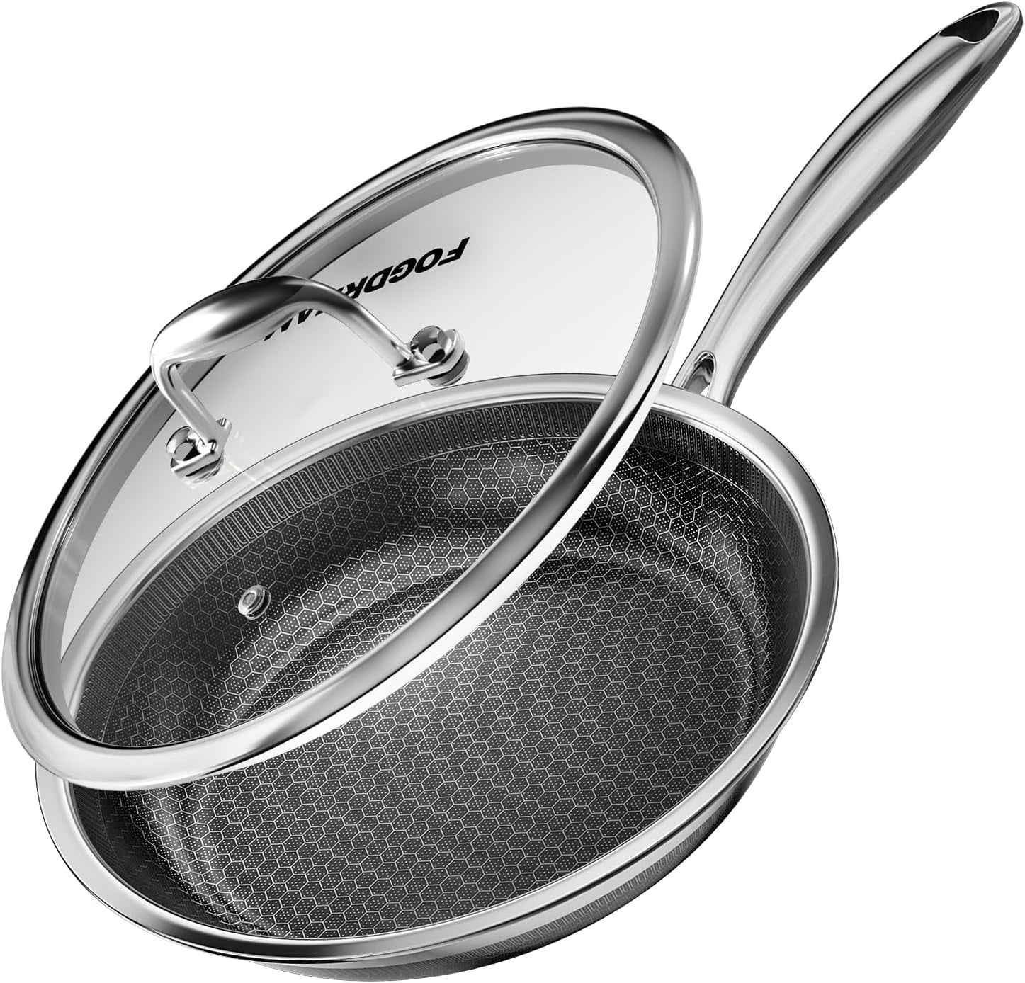 10" Non Frying Pans, Stainless Skillet with Lid, Tri-Ply Stainless for ...
