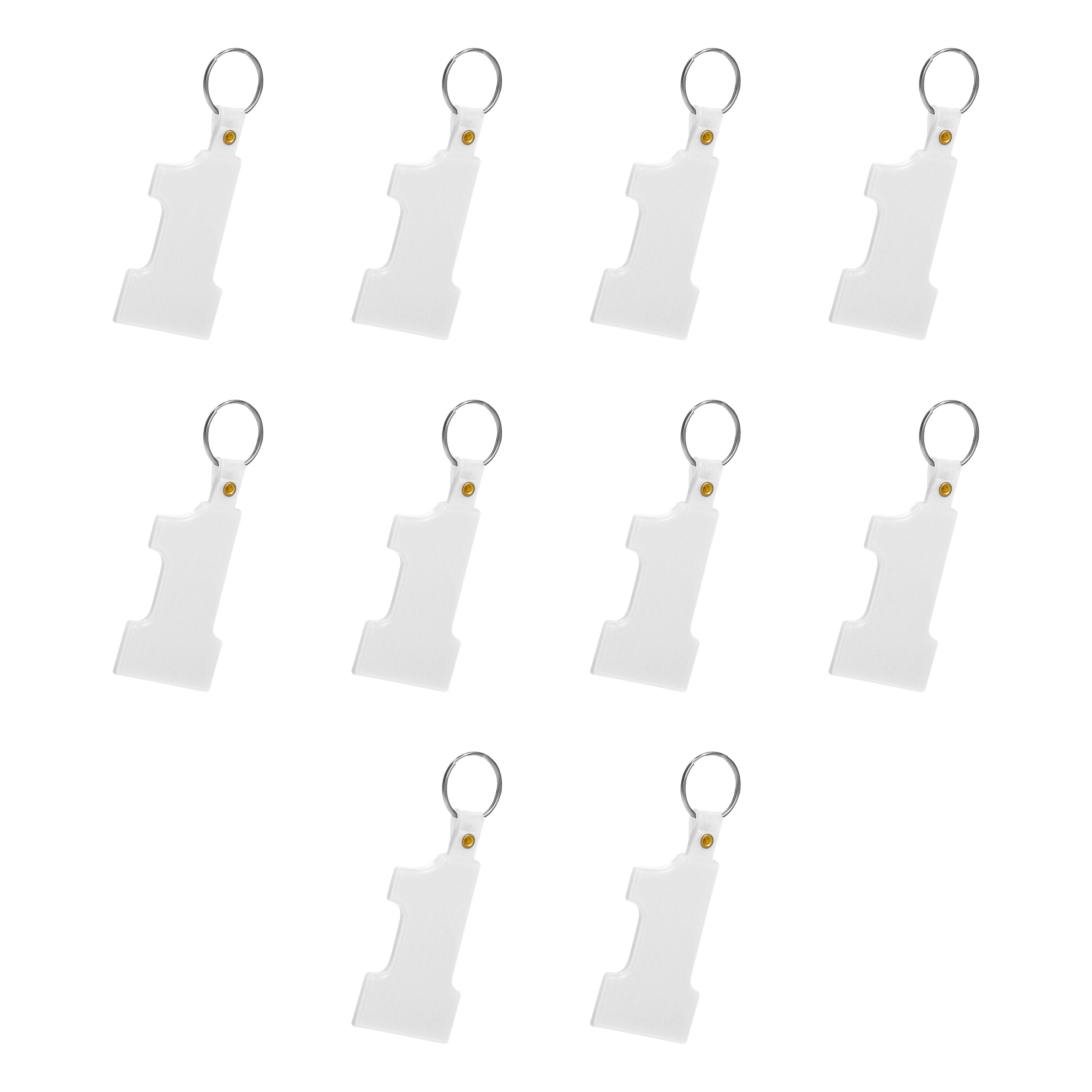 10 Number 1 Soft Plastic Keychains Pack - Flexible, Durable Key ring ...