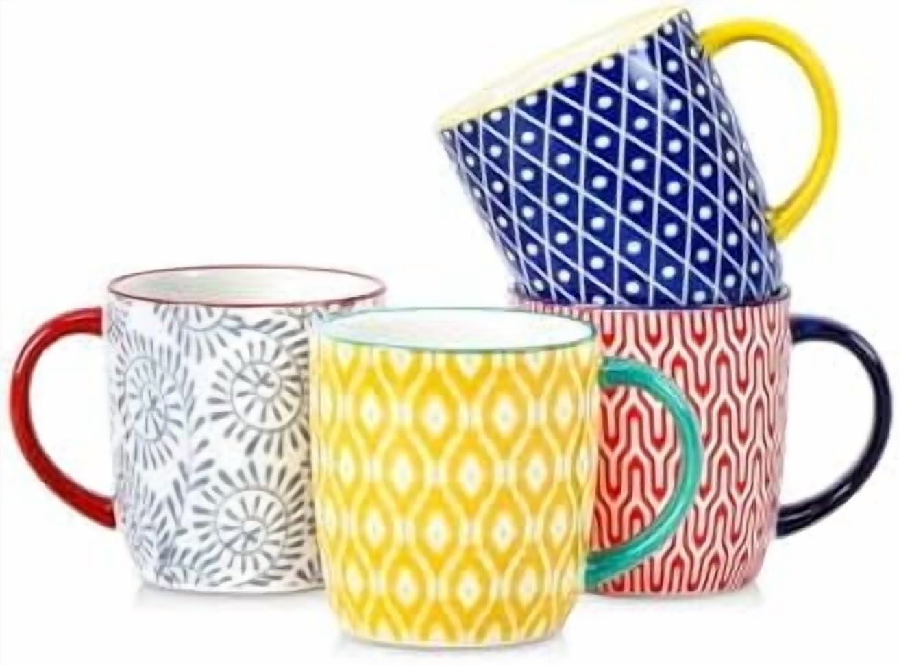 10 OZ Coffee Mugs Set of 4, Small Coffee Cups Ceramic with Handle ...