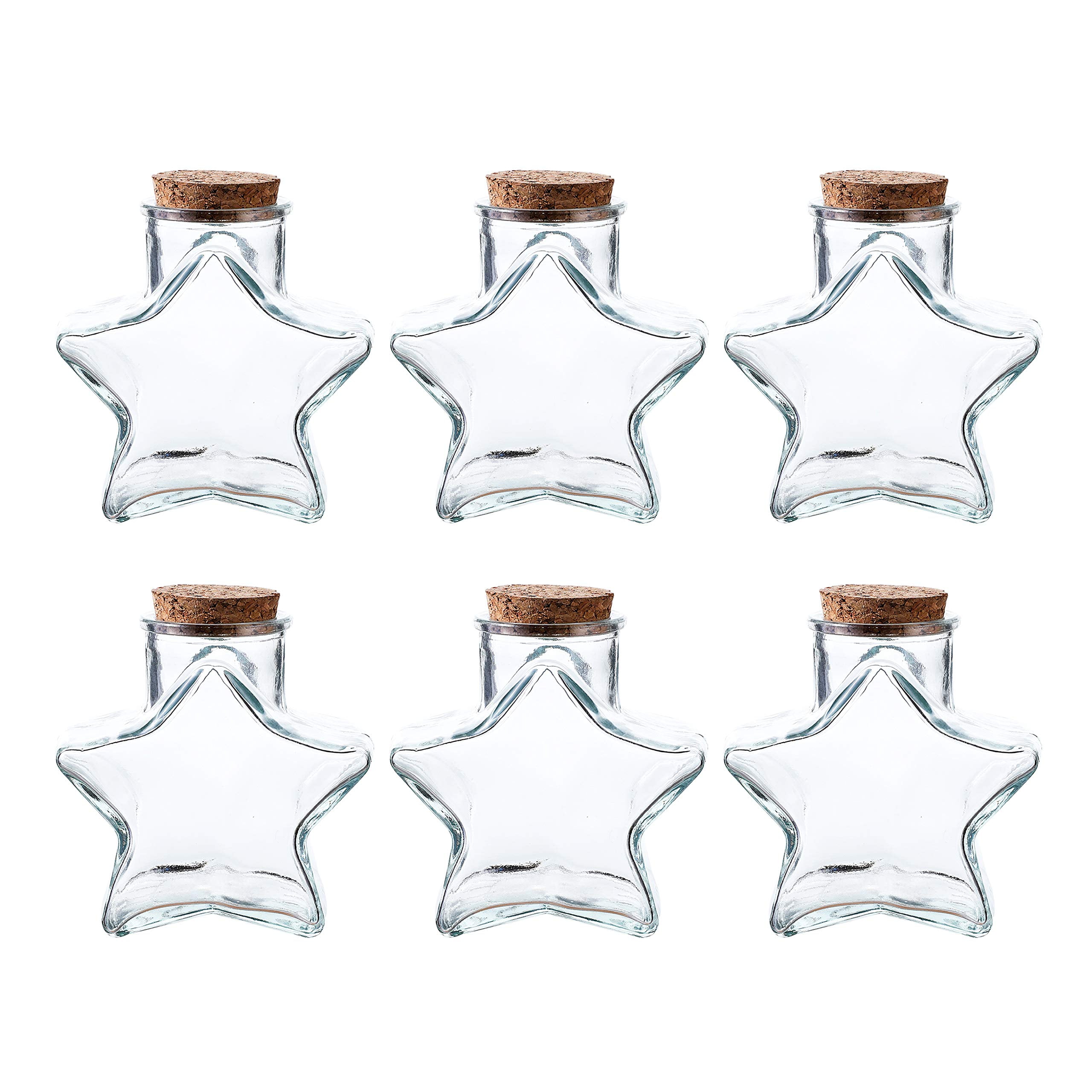Star Shaped 10oz Glass Favor Jars with Cork Lids, Set of 6, Tiny Fancy ...