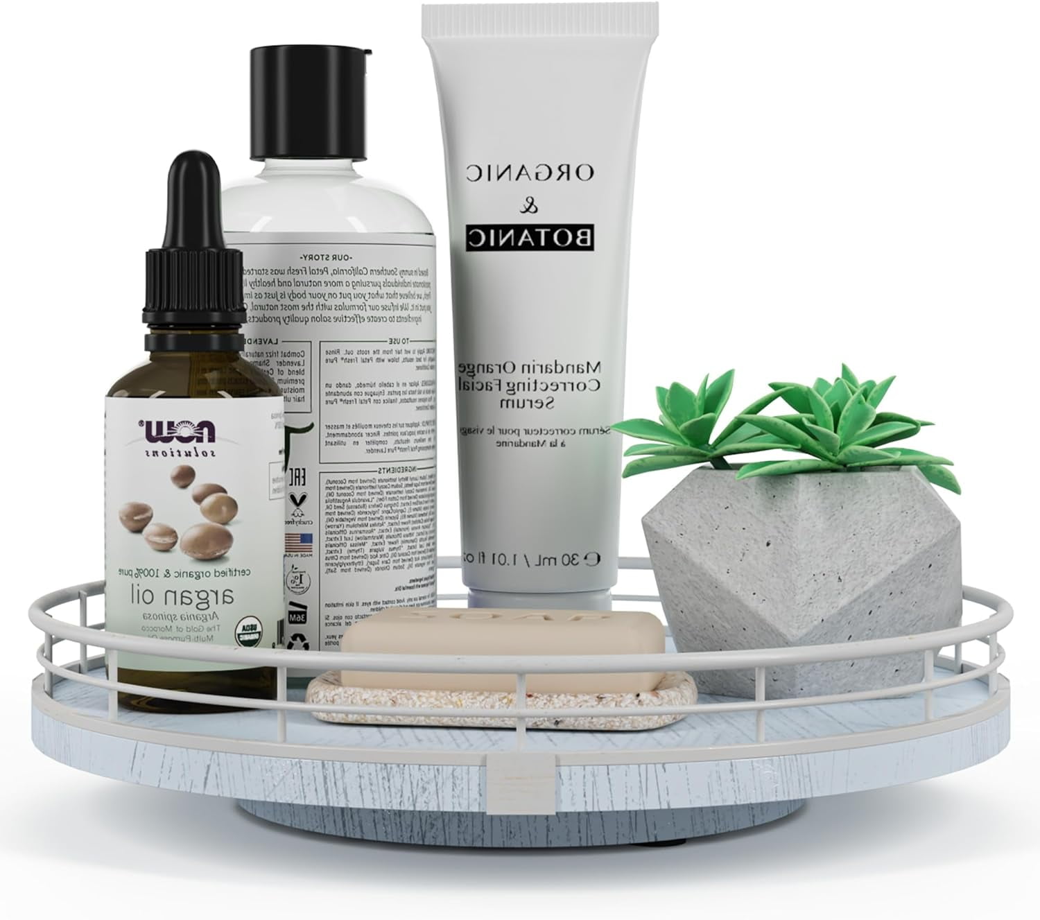 10" Oak Bathroom Vanity Tray Turntable for Perfume Candle, Round Wooden ...