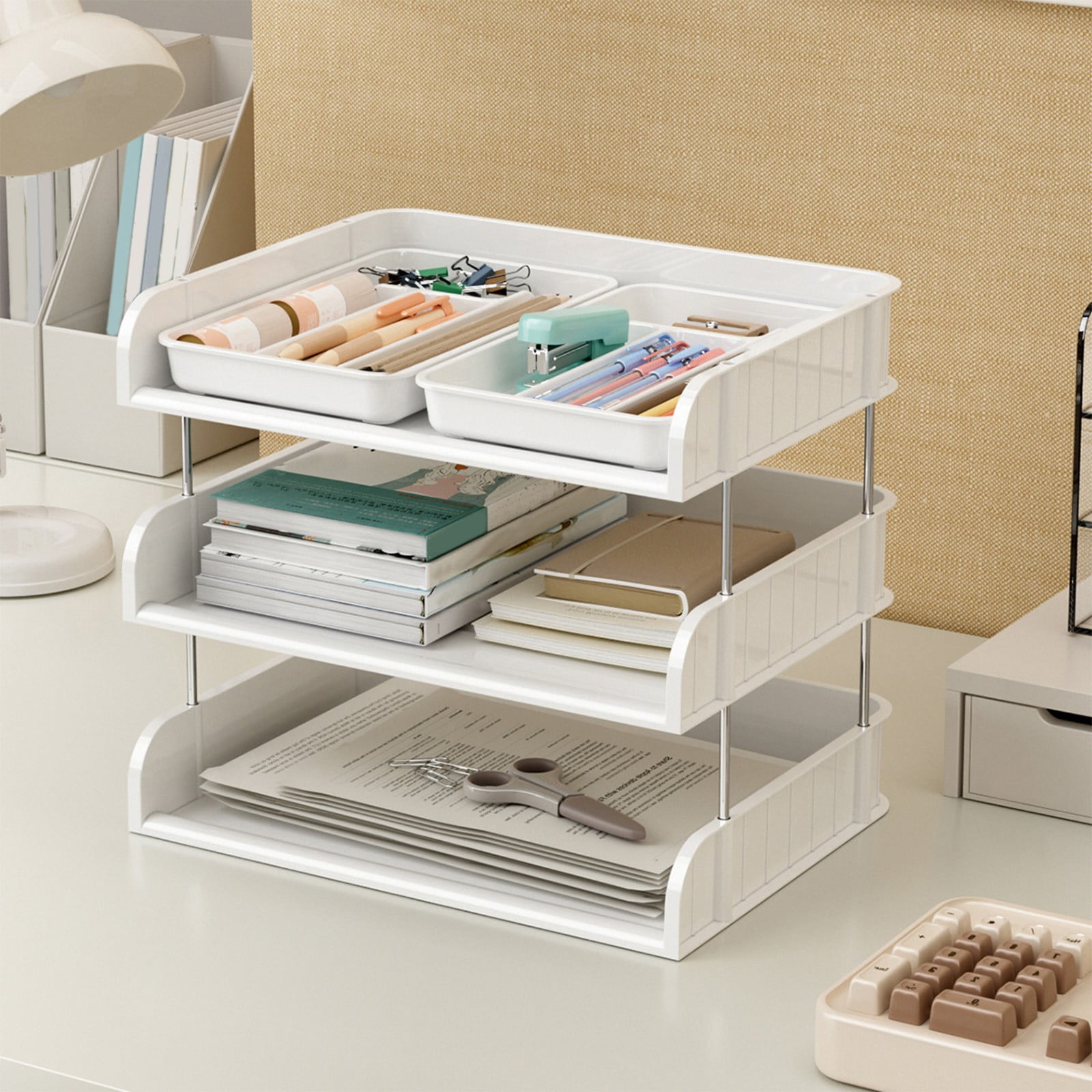 Under 10, Office Desk Storage Rack, Plastic Material, Multi-Compartment ...