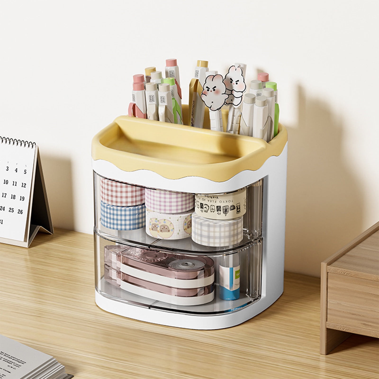 Angeler Office Storage Box, Desk Organizer, Stackable, Clear Plastic ...