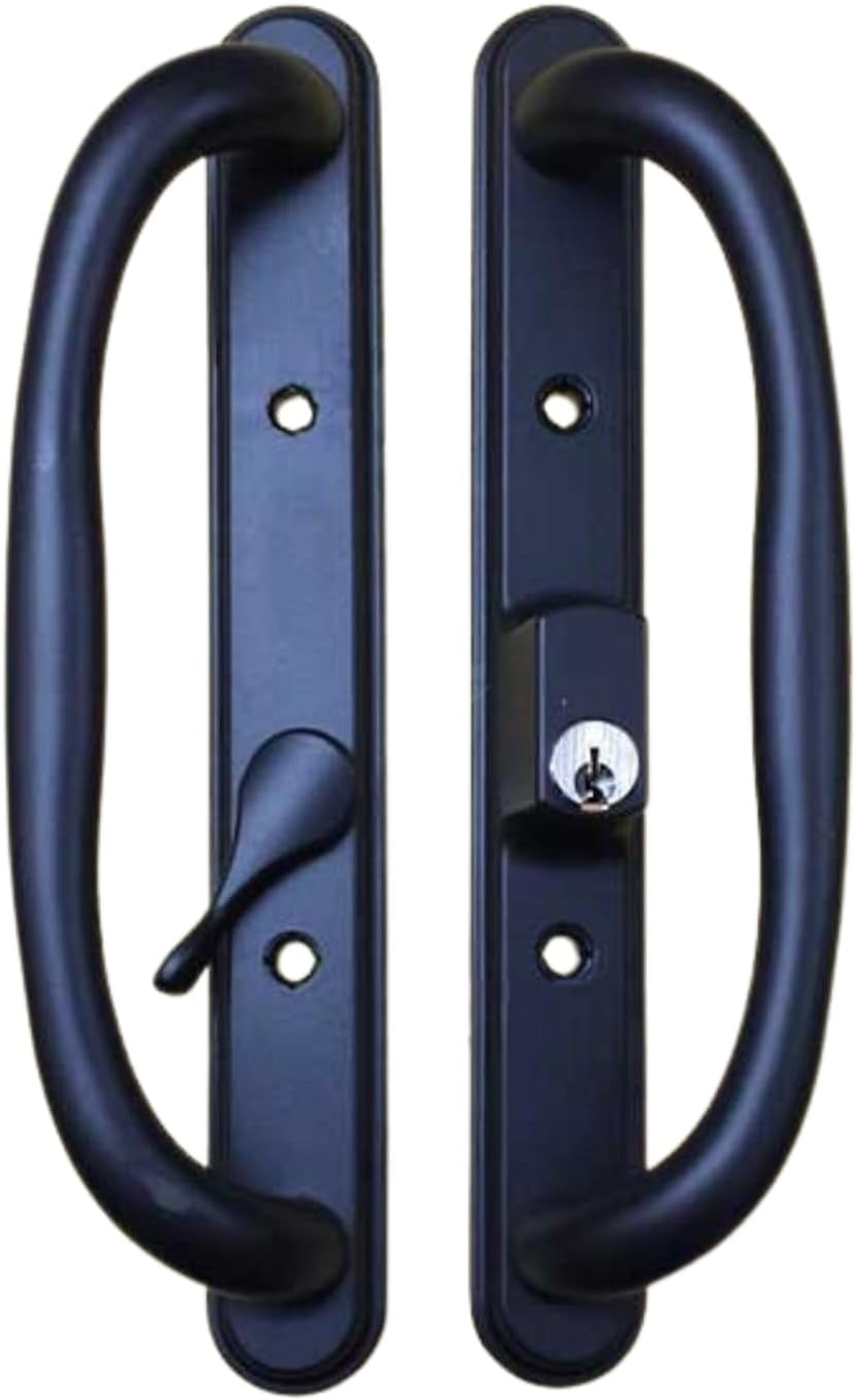 10" Olympus Sliding Patio Glass Door Black Offset Pull Handle Set ...