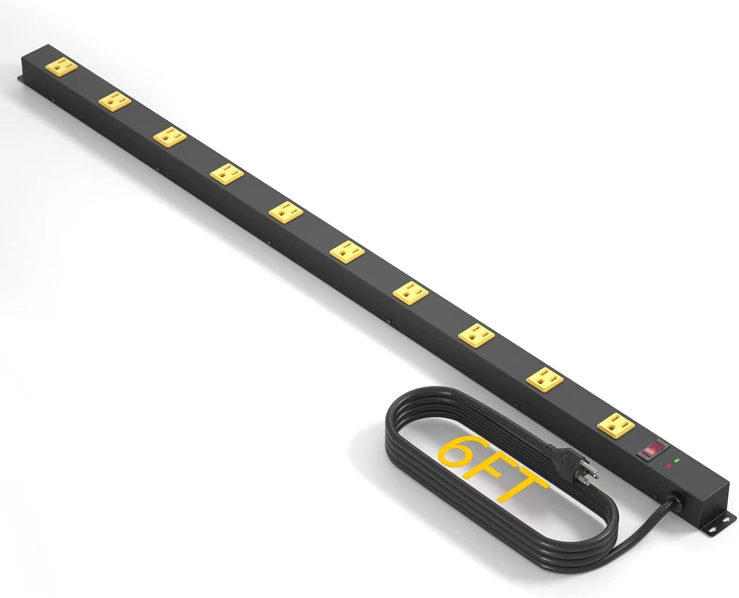 10 Outlet Long Power Strip Surge Protector, Heavy Duty Industrial Metal ...