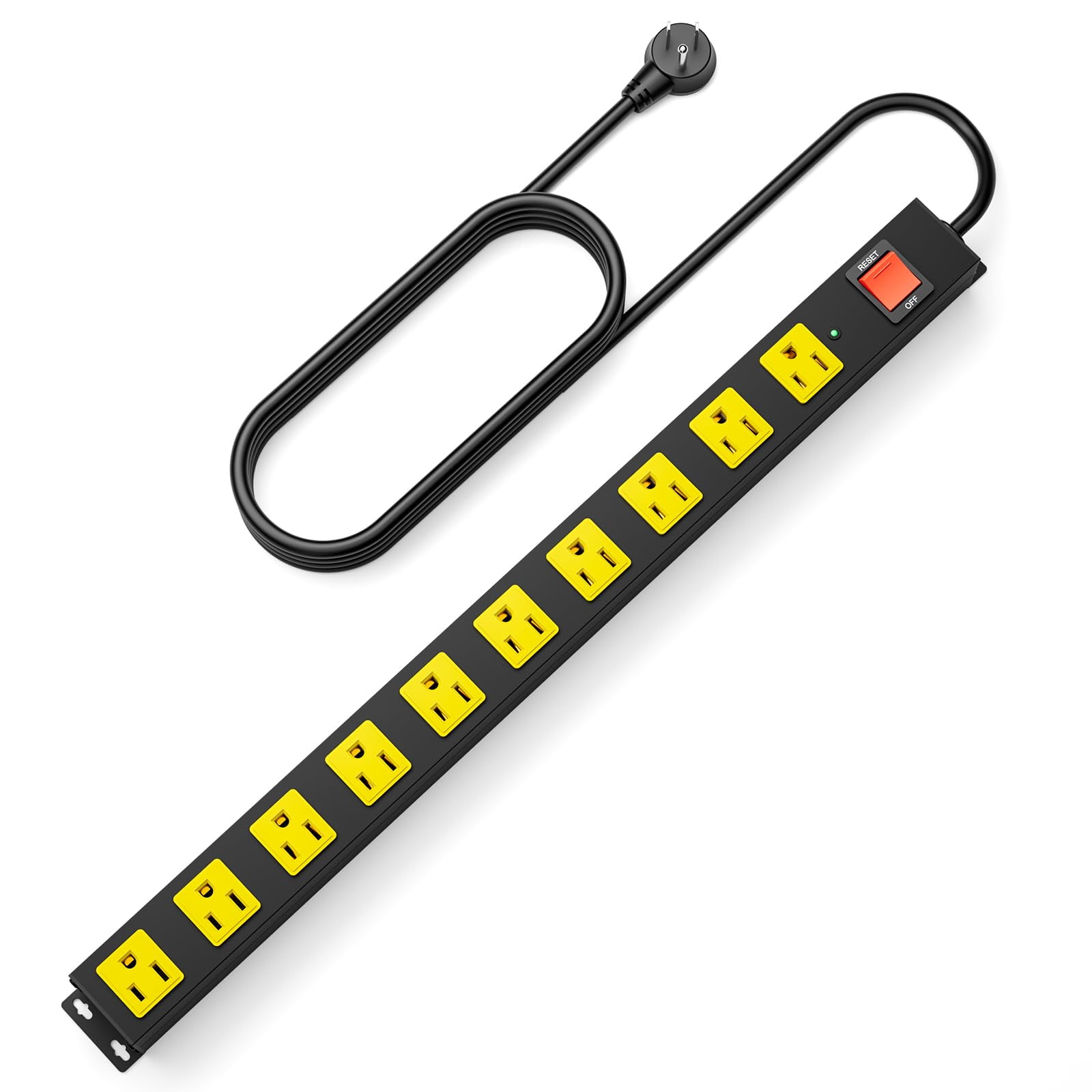 10 Outlet Metal Power Strip with 2100J Surge Protector, Heavy Duty 6FT ...