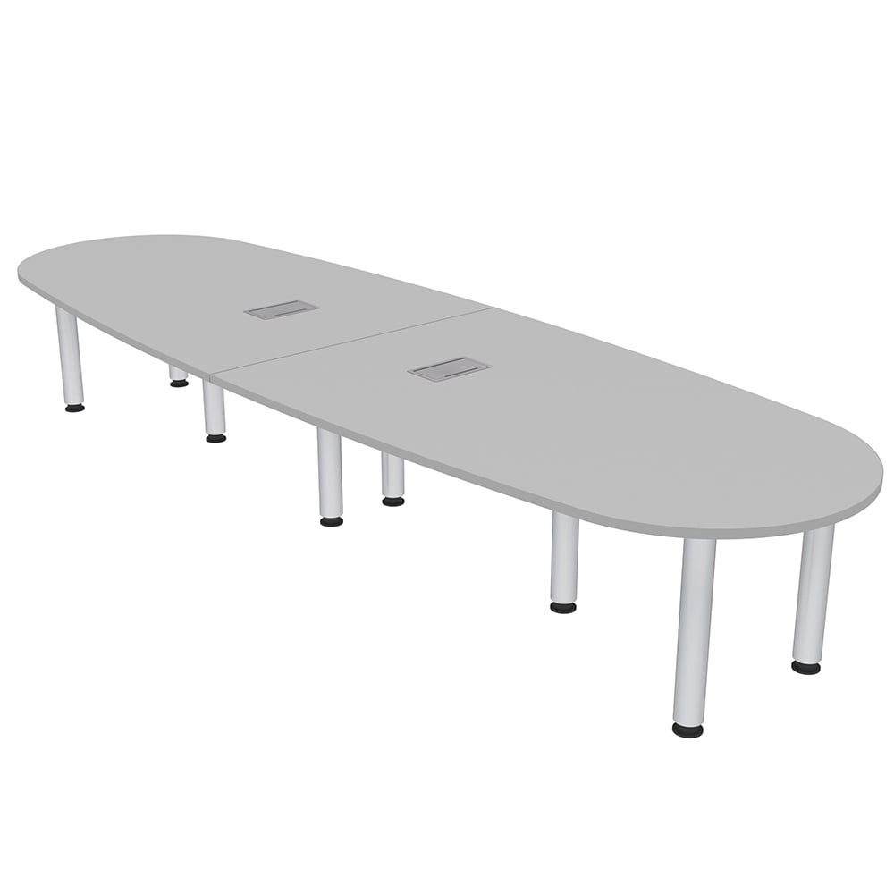 10' Oval Boat Shaped Conference Table with Power Modules And Post Legs ...