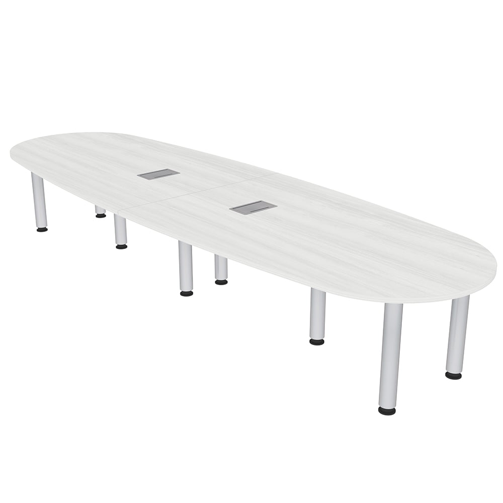 10' Oval Boat Shaped Conference Table with Power Modules And Post Legs ...