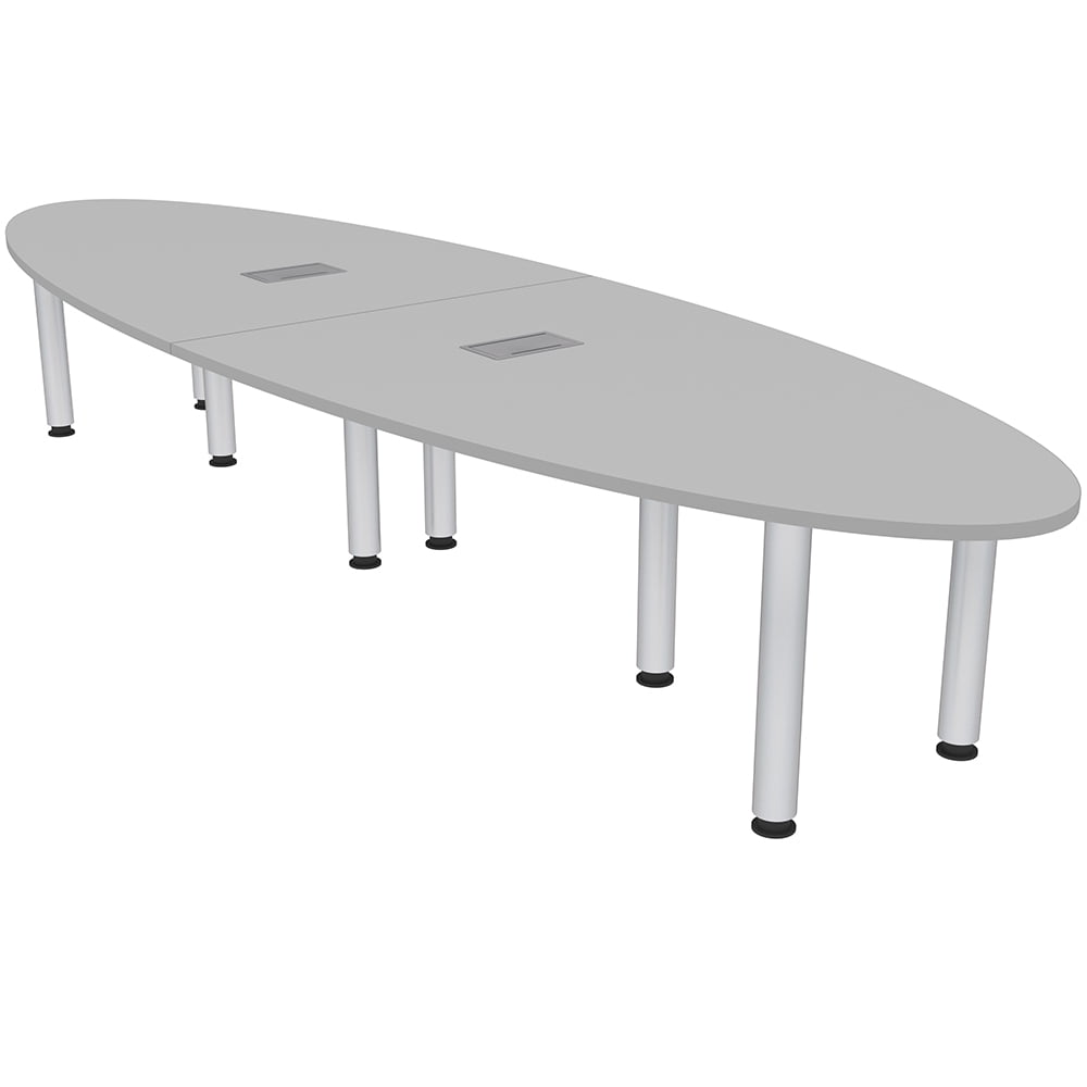 10' Oval Shaped Conference Room Table with Power Modules And Post Legs ...