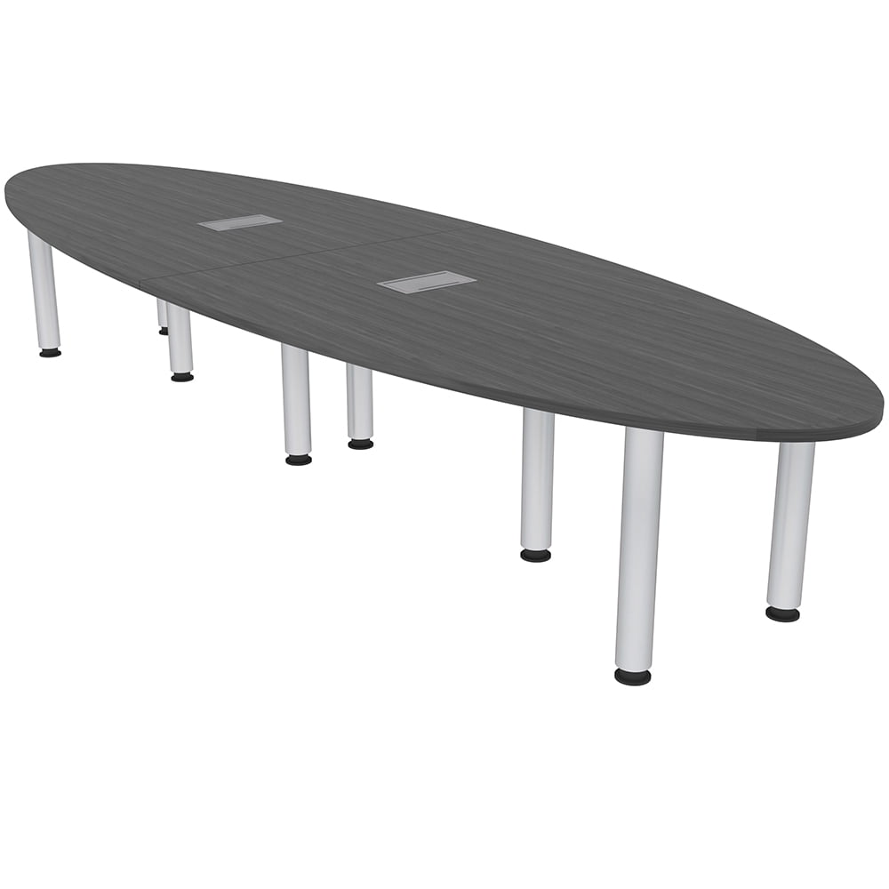 10' Oval Shaped Conference Room Table with Power Modules And Post Legs ...