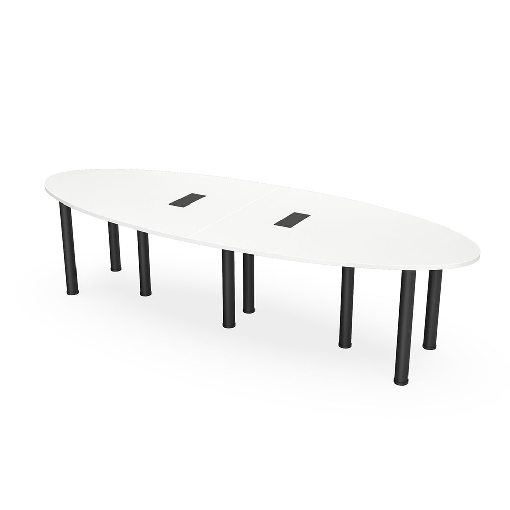 10 Person Oval Conference Table 12'x4' with Power And Data Post Legs ...