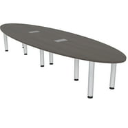 12 Person Modular Boat Shaped Powered Conference Table Metal Bases ...